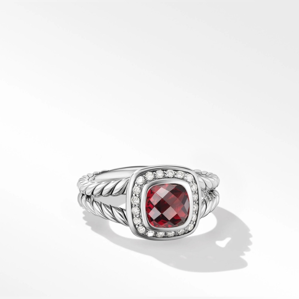 David Yurman Petit Albion Ring Silver, Garnet, Diamon… - Gem